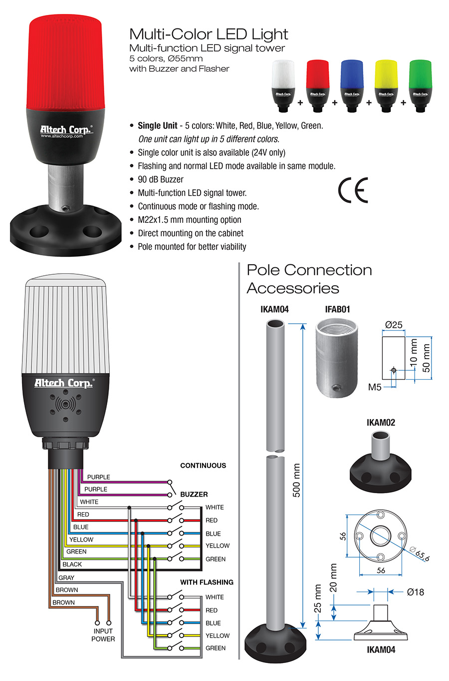 IF5W220ZM05 - White Single Color with Buzzer LED 220V AC